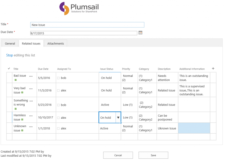 Inline Spreadsheet Style Edit Mode For The Related Items Control On A Sharepoint Form